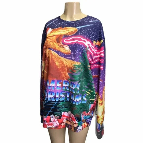 Merry Christmas Vibrant 3D Printed Raptor Wearing San… - Gem