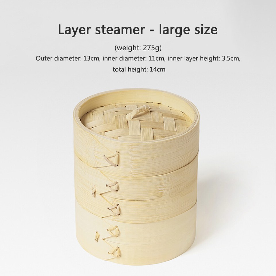 Bamboo Snack Steamer Cage with Lid Chinese Steamer Basket Kitchen ...