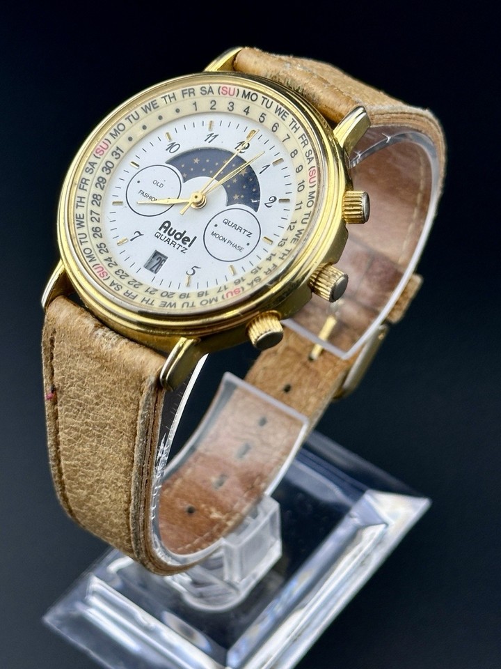 Working Vintage Audel Moon Phase 1990s Perpetual Triple Calendar Men's ...