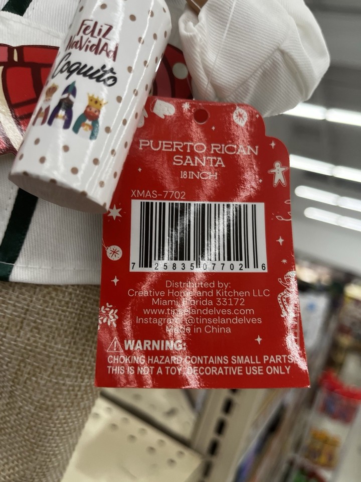 Puerto Rican Santa 18” Boricua Claus Figurine w/ Coquito & Pandereta ...