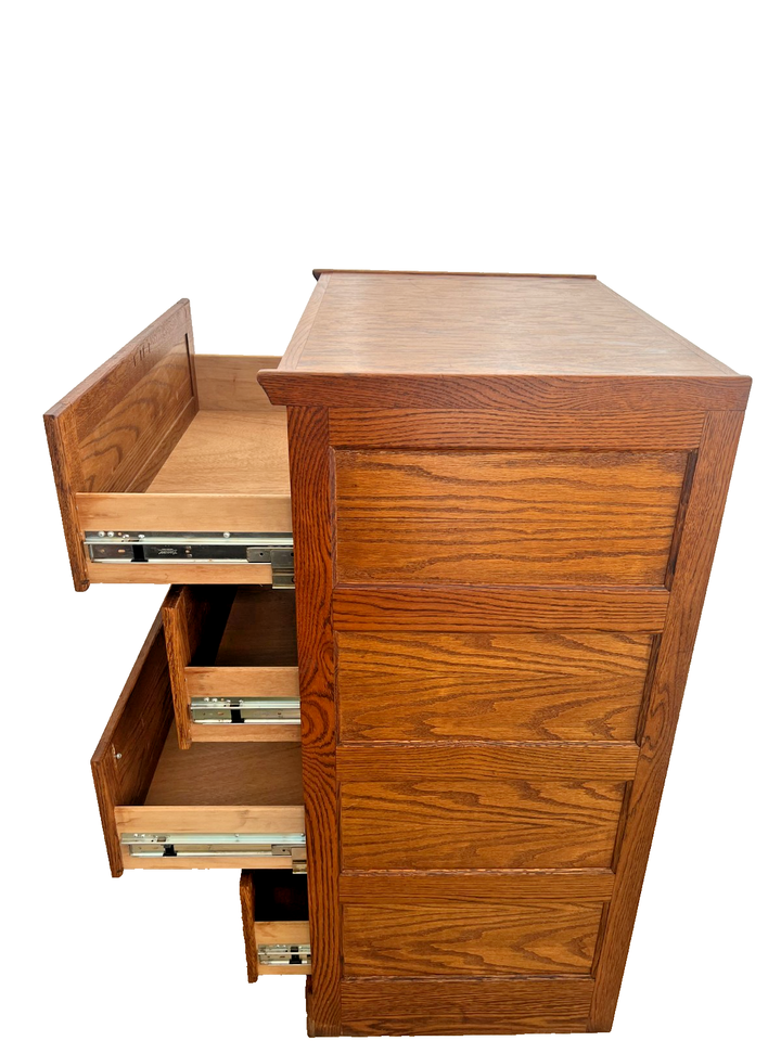Lateral File Cabinet Tiger Oak Four Drawers Locking Bottom Paneled ...