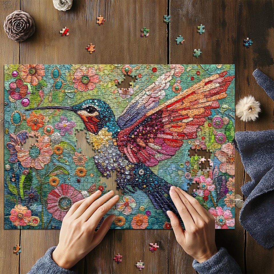 Hummingbird Puzzles For Adults 1000 Pieces Nature Birds Flower Jewel ...
