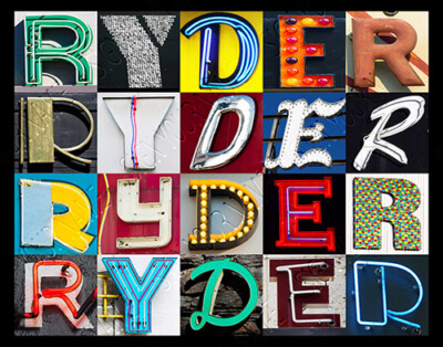 RYDER Name Poster featuring photos of actual sign letters | eBay