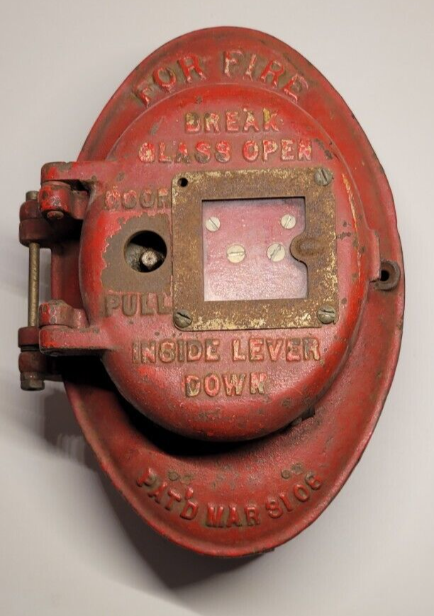 VINTAGE OVAL A.D.T. FIRE ALARM CALL BOX PULL STATION Break Glass ...