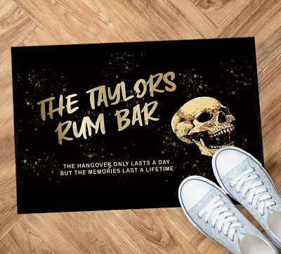 Personalised Rum bar door mat - Skull Spiced Rum Door mat 60 x 40 cm ...