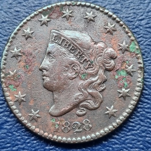 1828 Coronet Head Large Cent 1c Copper Coin Better Grade VF Details ...