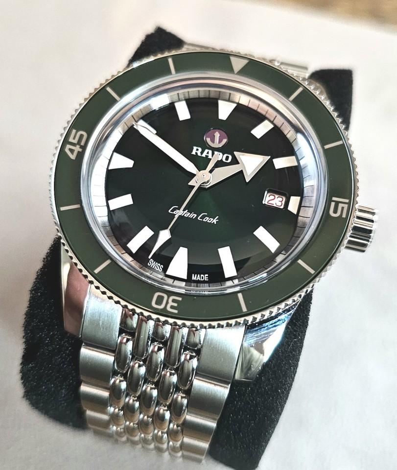 Rado Captain Cook *Pristine* 40mm Steel Green Dial Automatic Men Watch ...