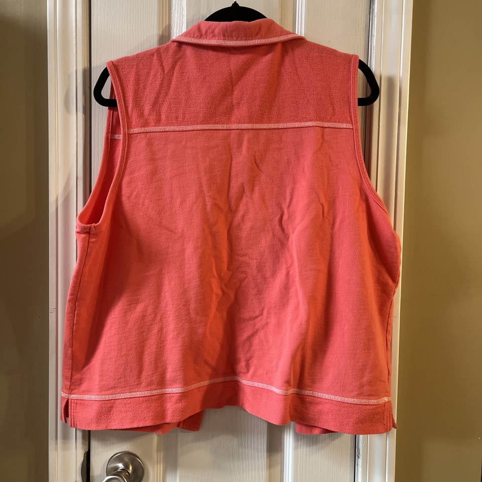EVR Cotton Vest Button Up Women XL Corral Pockets Art To Wear Lagenlook ...