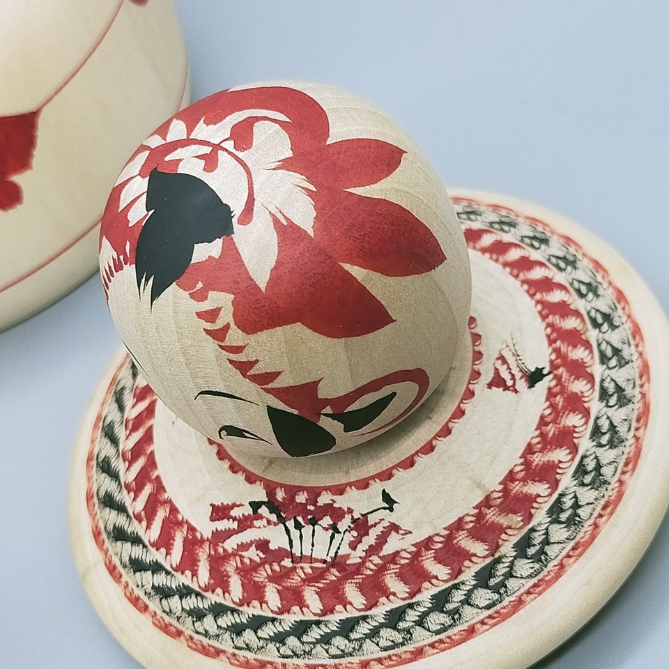 Japanes wooden doll ejiko ireko kokeshi with two babies Sato Yasuhiro ...