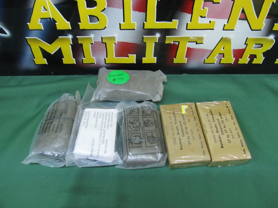 US Military Muslin Compressed Bandage & Cravat Triangular First Aid w ...