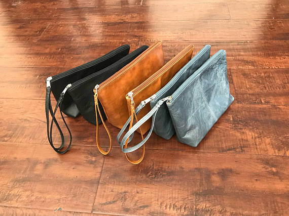 Small Leather Clutch Bag with Wrist Strap, Fashion Trendy Handbags ...