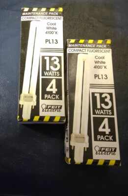 (2) Feit Electric 4 packs of 4100K PL13 watt bulbs PL13/41/MP | eBay