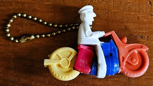 VINTAGE TOY PUZZLE KEYCHAIN / MAN RIDING MOTORCYCLE / USA | eBay
