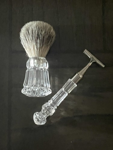 Vintage Waterford Crystal Mens Shaving Razor and Brush Excellent ...