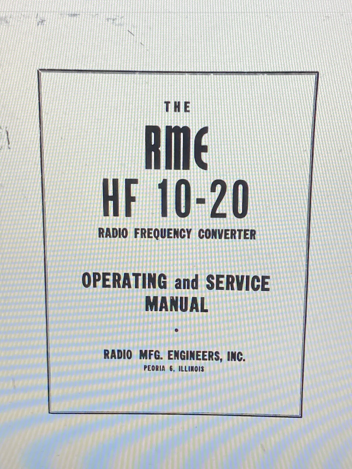 Rme Hf 10-20 Radio Frequency Converter Service Manual Digital | eBay