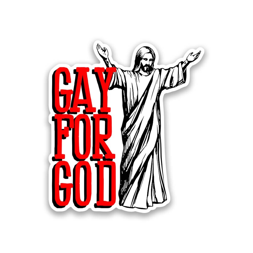 Gay For God LGBTQ Jesus Vinyl Sticker 3.5" Wide - Includes Two Stickers ...