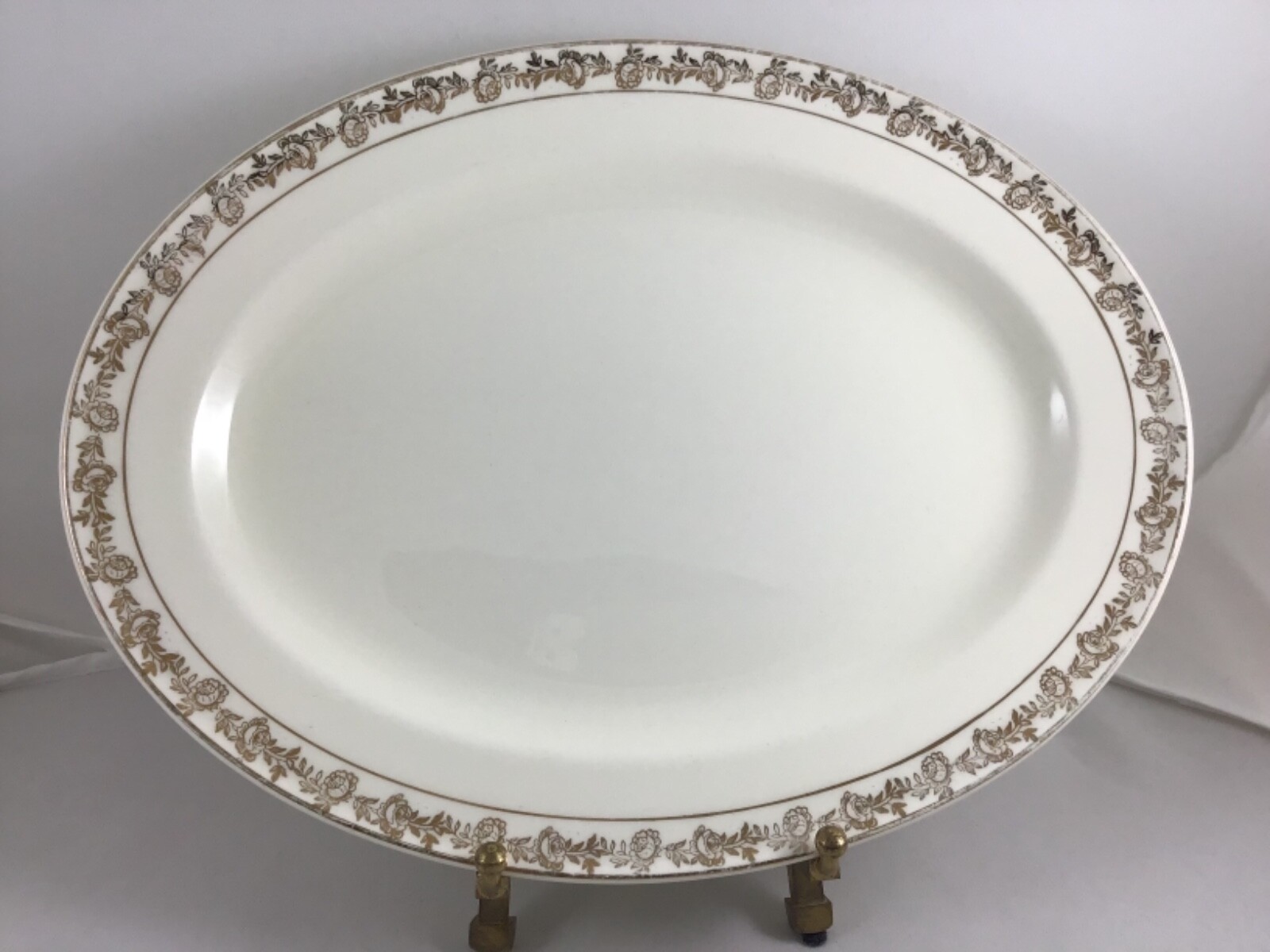 Edwin M. Knowles Oval Platter 11" Platter Semi Vitreous Gold Trim 42-5 ...