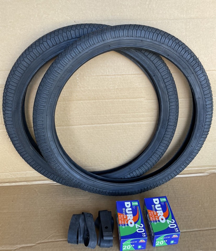 Pair of 20 x 1.95 Bicycle Tires + Tubes Bundle All Black Freestyle ...
