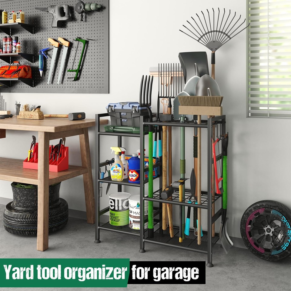 Garden Tool Organizer for Garage Organization, 3 Tier Yard Tool Storage ...