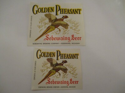 Original c1950s Unused Beer Label Set 2 Golden Pheasant Sebewaing Beer ...