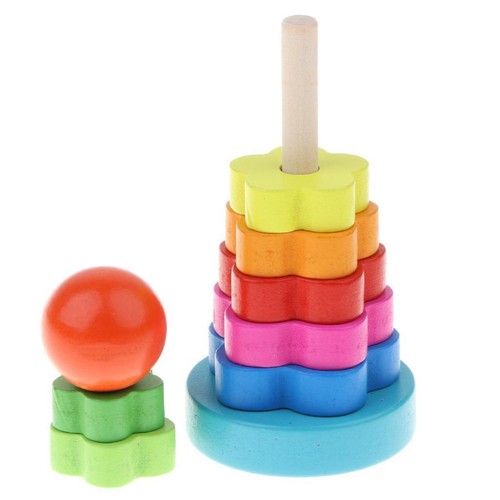 Rainbow Stacking Disc Stacking Building Blocks Wooden Toys | eBay Australia