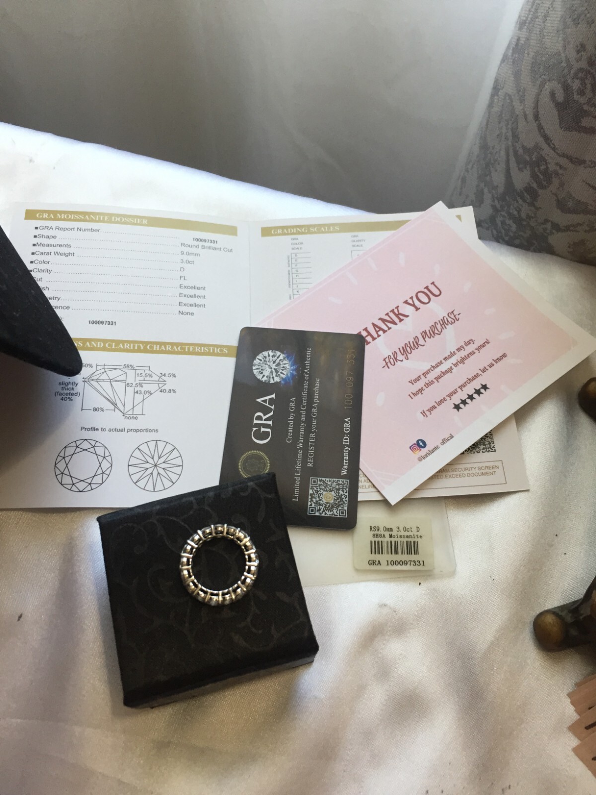 GRA Full Eternity 3ct Moissanite Round Diamond Solid 14k White Gold ...