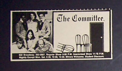 The Committe San Francisco Improv Troupe 1969 Mini Poster Type Ad ...