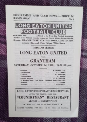 1966/67 Midland League - LONG EATON UNITED v. GRANTHAM | eBay UK