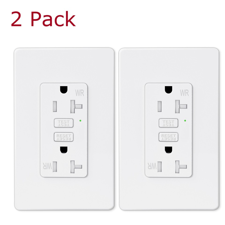 1-10PK 20AMP Home Receptacle GFCI GFI Outlet Prevent Shocks Slimmer WR ...