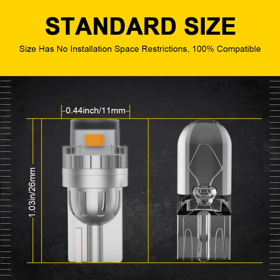 Amber T10 168 194 LED Side Light Bulb For Toyota RAV4 Tacoma Corolla ...