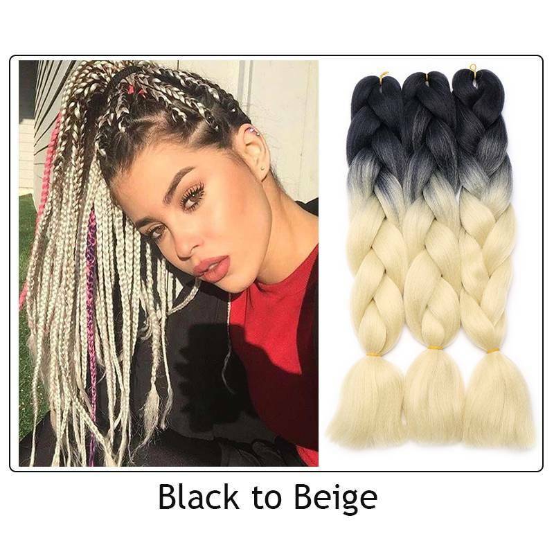 Rainbow Ombre Jumbo Braiding Braids Long Afro Box Crochet Braids Hair ...