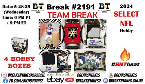 CINCINNATI BENGALS 2024 Panini NFL Select Football Hobby 4 BOX Breka ...