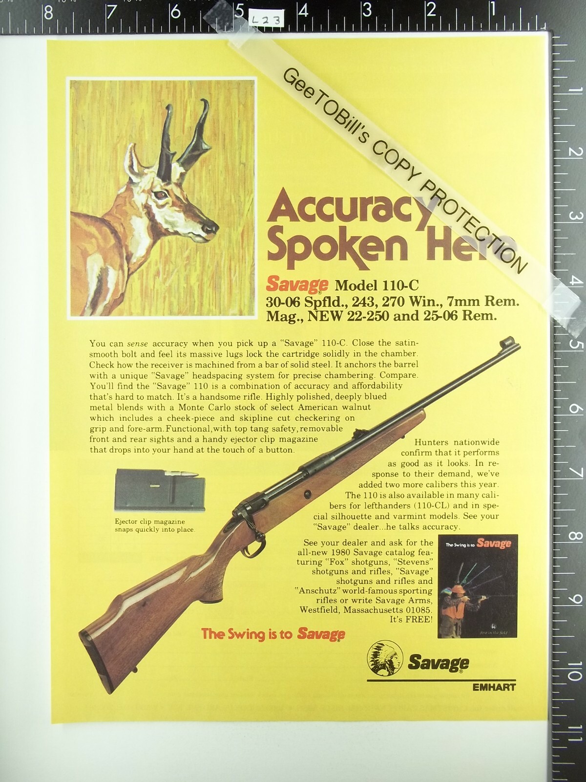 1980 Savage Model 110-C 30-06 243 270 7mm rifle vintage advertisement ...