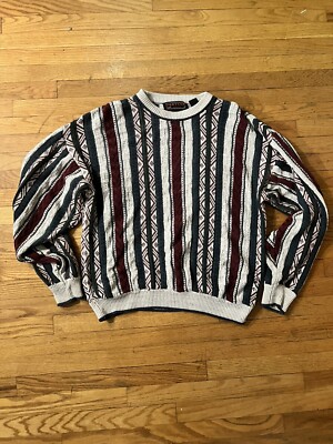 Vintage Jantzen Sport Men's Knit Sweater Vertical Burgundy Green ...