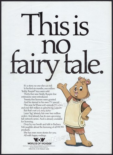 TEDDY RUXPIN - Original 1986 Trade AD / ADVERT / poster _ Worlds of ...