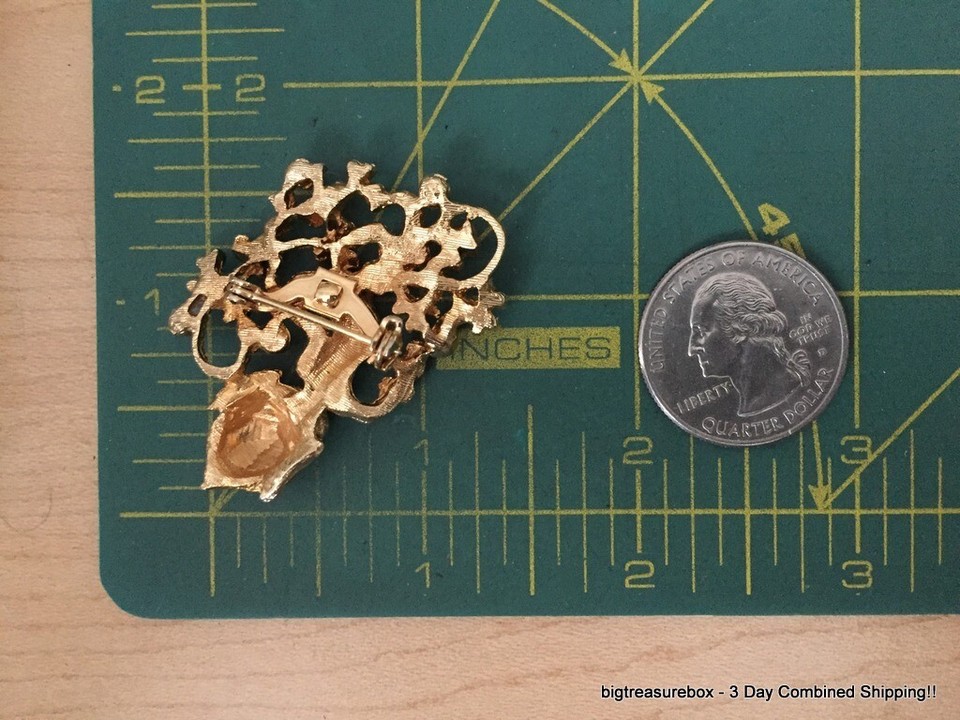 RARE Vintage Brooch Pin Elf Leprechaun Rhinestone Gold tone Jewelry lot ...