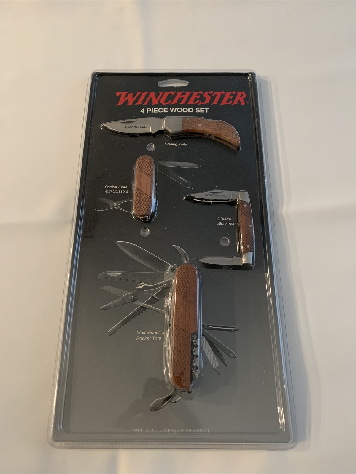 Genuine Winchester 4 Piece Wood Pocket Knife / Scissors / Multi Tool ...