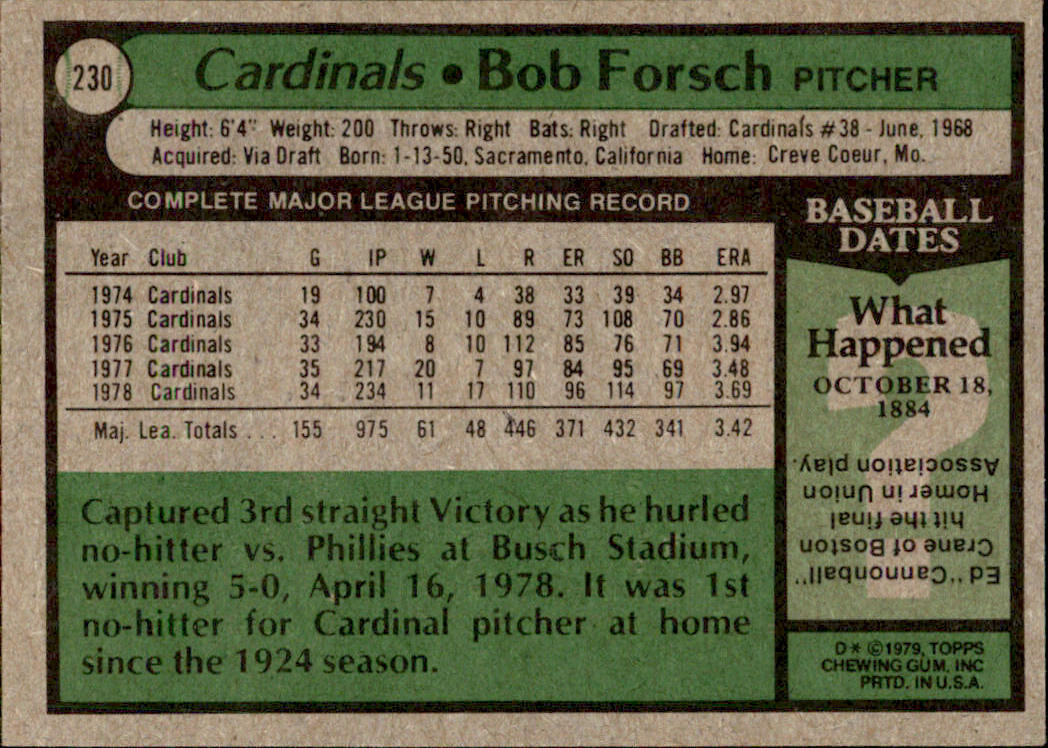 1979 Topps - #230 Bob Forsch for sale online | eBay
