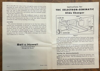 Vintage - TDC Selectron-Semimatic Slide Changer Instructions | eBay