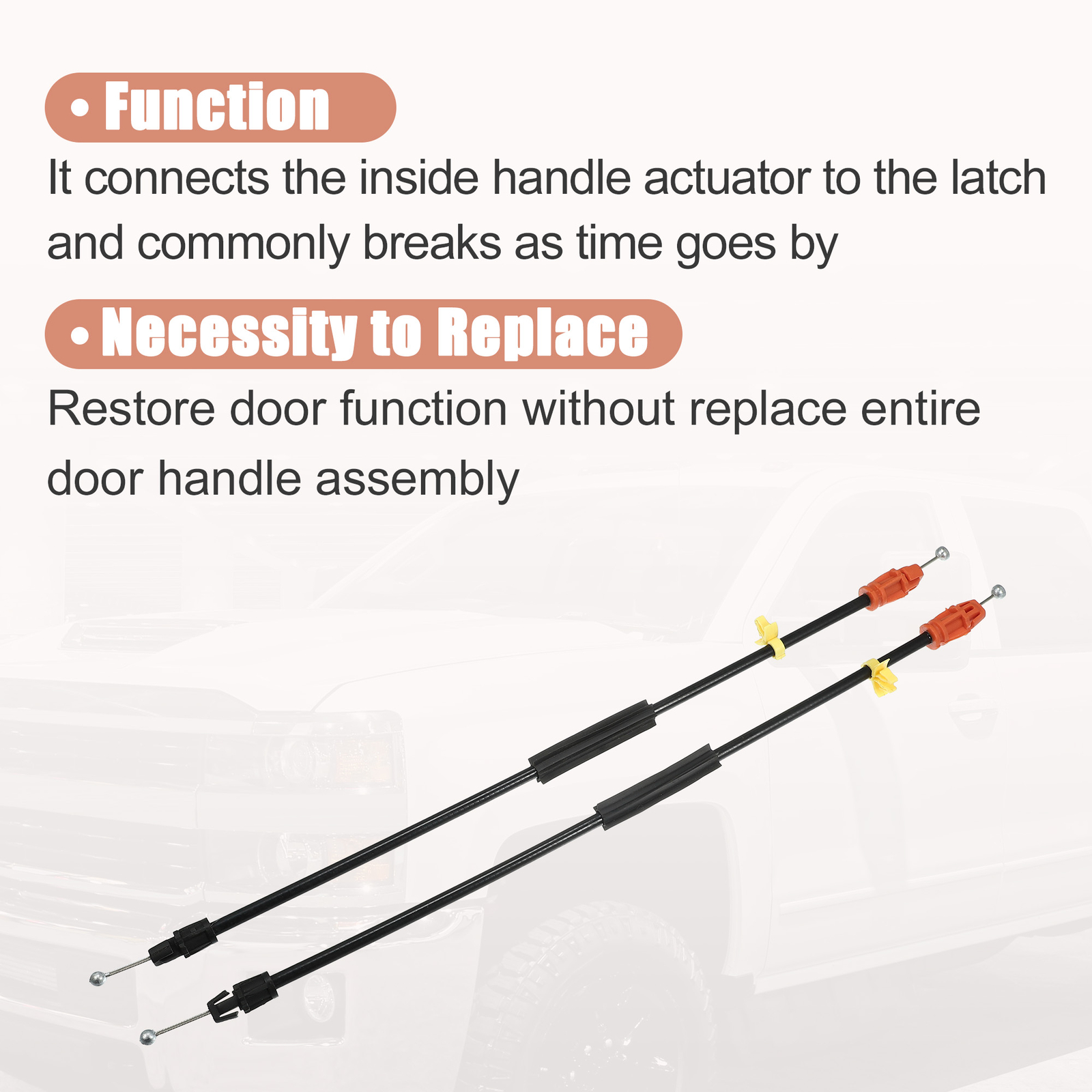 Pack of 2 For Chevrolet Tahoe 2007-2014 Car Door Latch Cable Black No ...