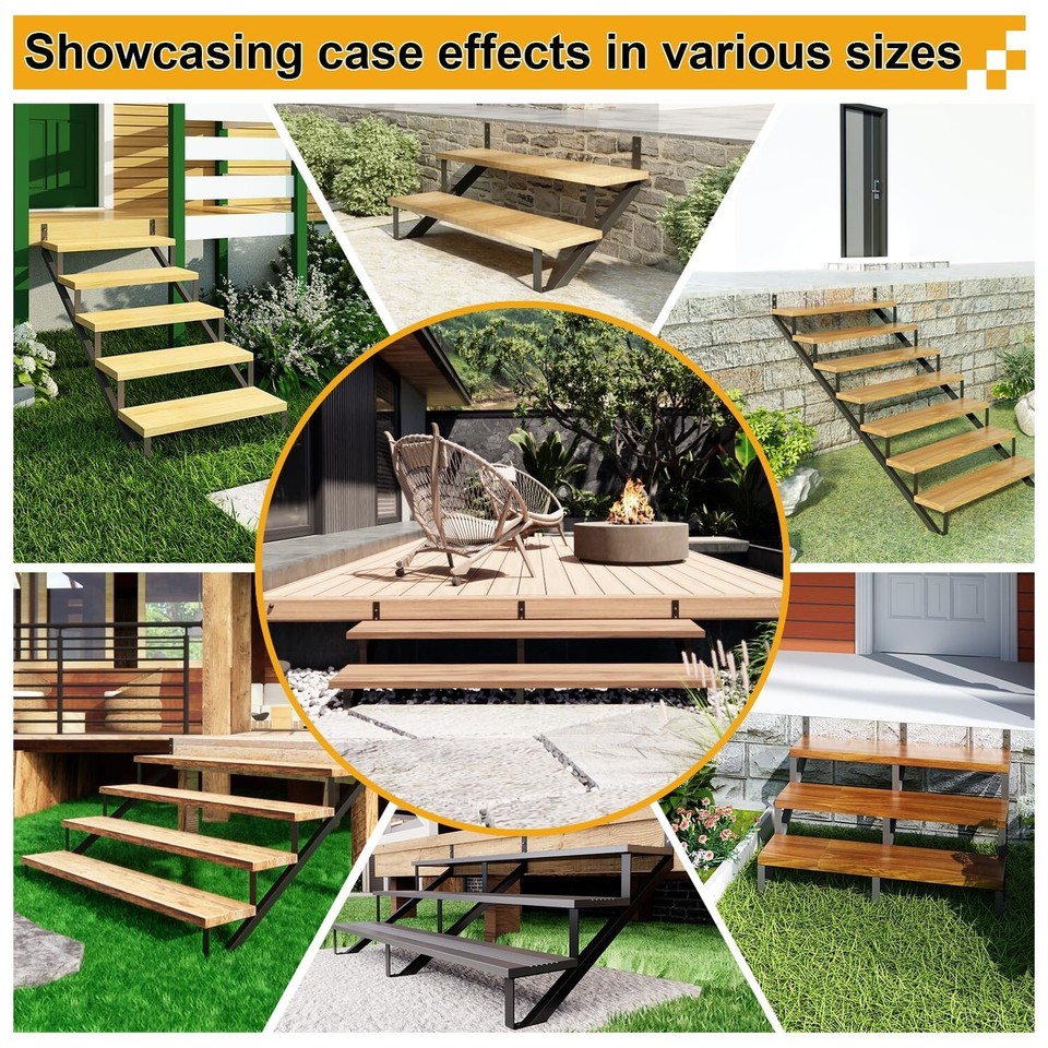 DIYHD Steel Stair Riser 7 Step Stair Stringer for Deck Height 58in ...