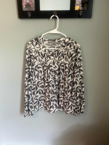 Absolutely Famous Black & Off-White Top Women's L Peasant Boho Chic ...