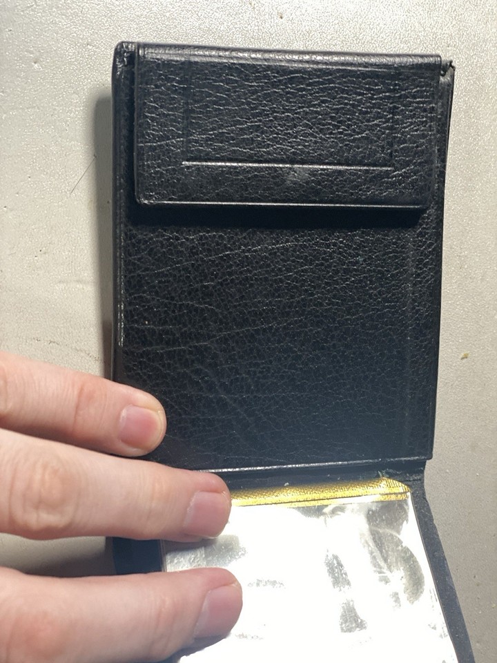 Vintage Black Leather Bi-fold Wallet Textured Leather Water Buffalo ...