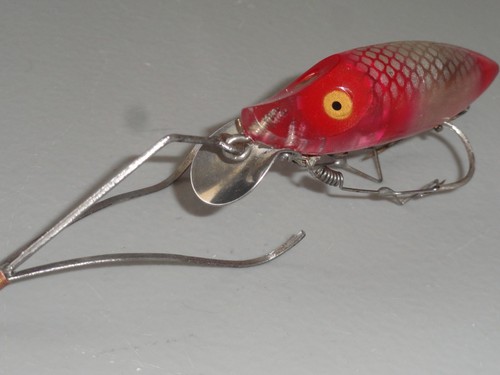 HEDDON RIVER RUNT NO SNAG RED AND SILVER TRANSLUCENT BODY RED FACE AND ...