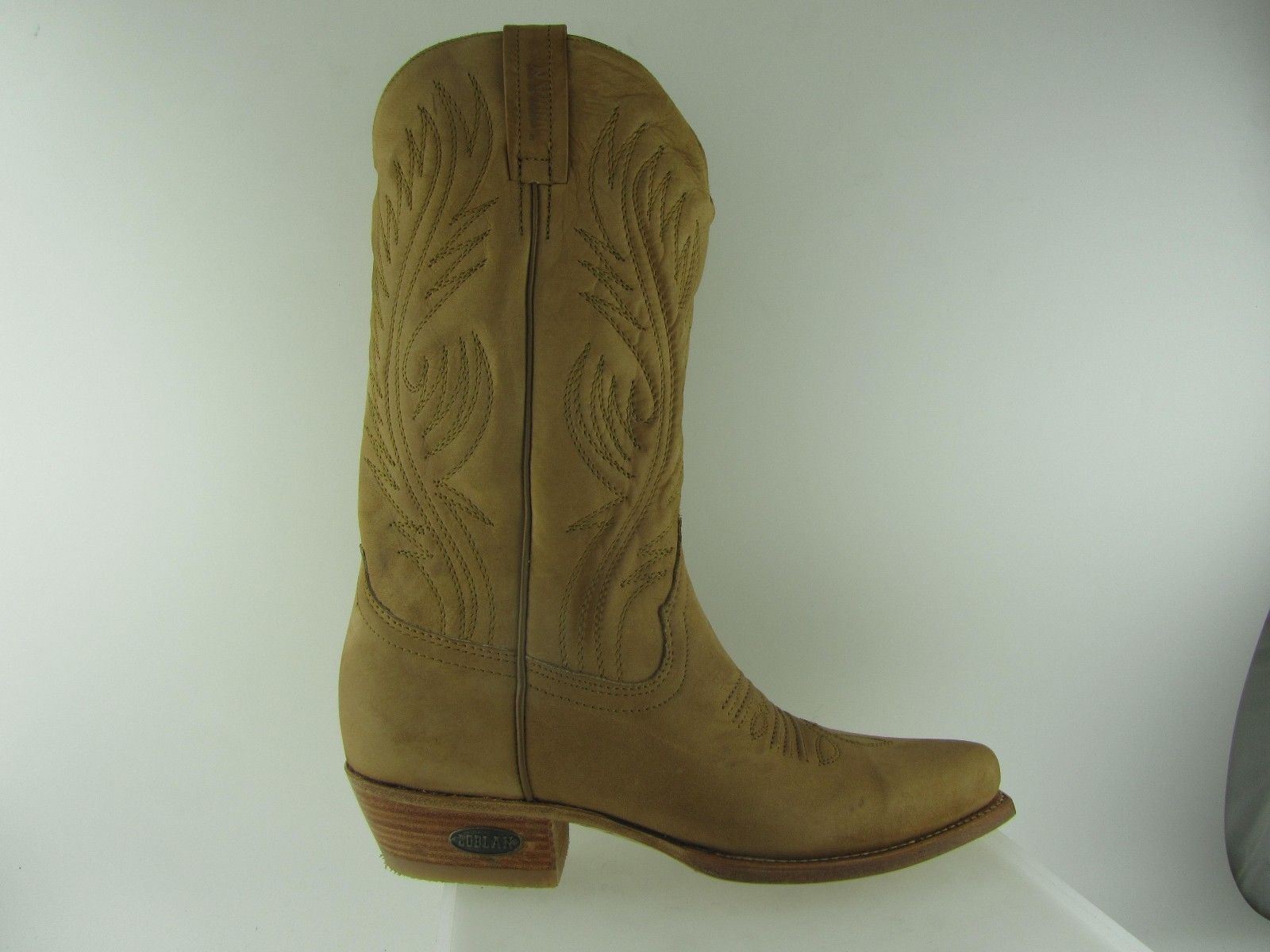 Loblan 194 Tan Beige Leather Cowboy Boots Handmade Classic Men's ...