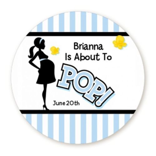 Ready To Pop Shower Labels Personalised Ready To Pop Pink Baby Shower