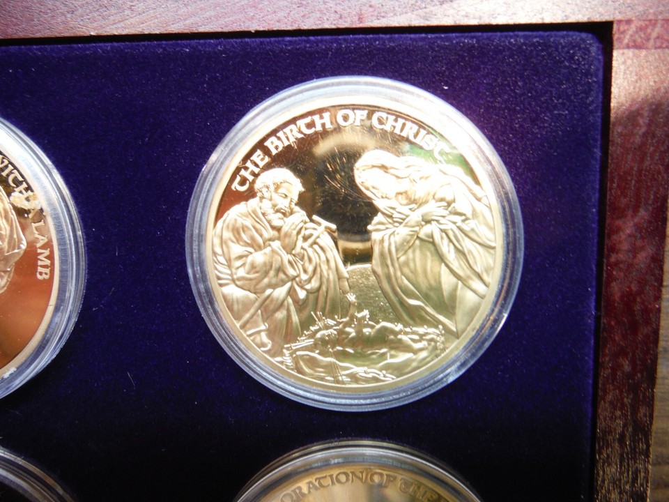 American Mint Commemorative Christmas 4 Coins set layered 24k gold ...