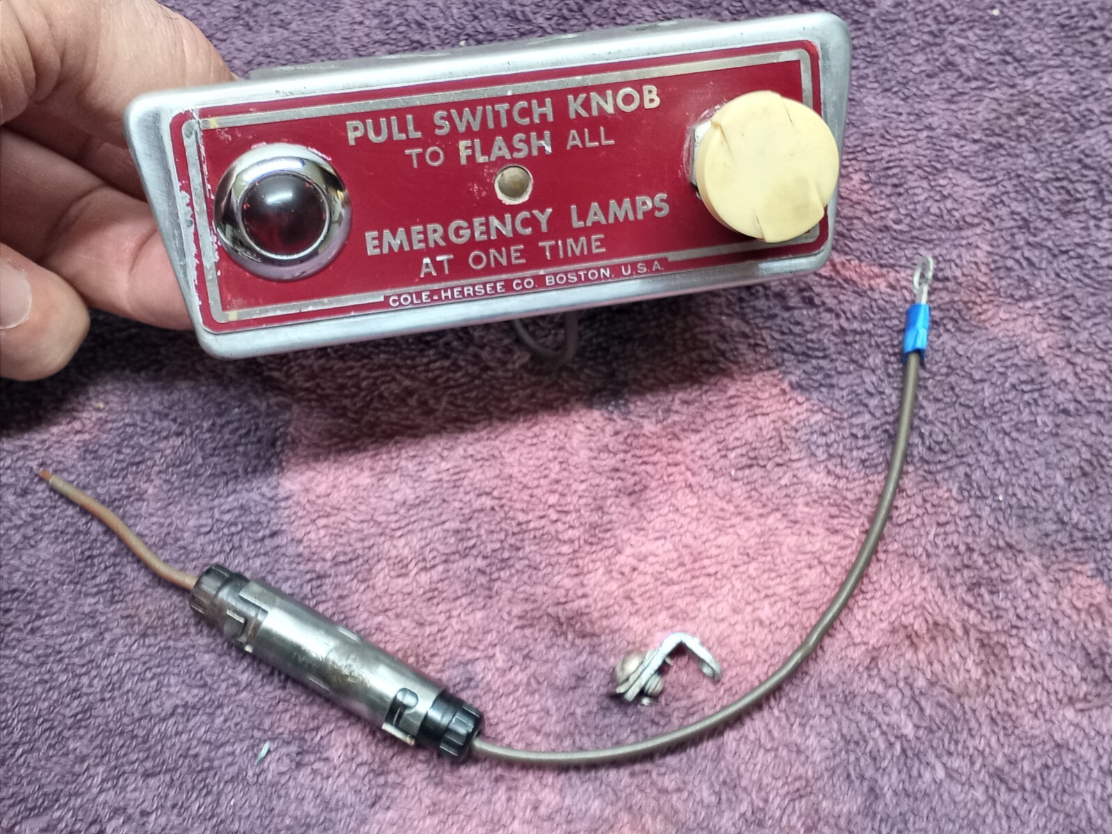 Vtg EMERGENCY FLASHER SWITCH COLE HERSEE CO BOSTON RED LIGHT SIGNAL ...