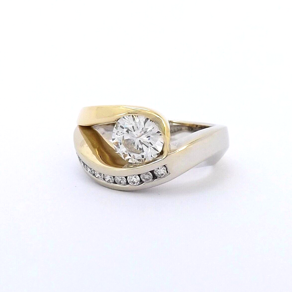 14k Gold Natural Diamond Engagement Ring Modern Channel Set Setting or ...