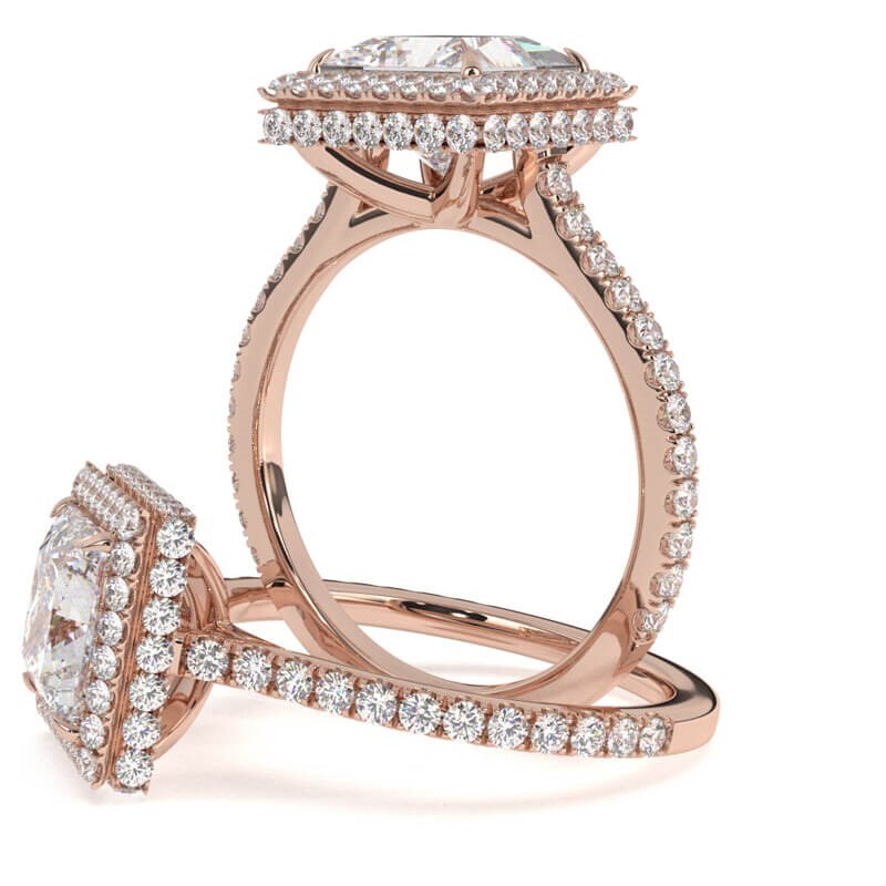 Affordable CVD Lab Created Princess Diamond Engagement Ring Rose Gold 3 ...